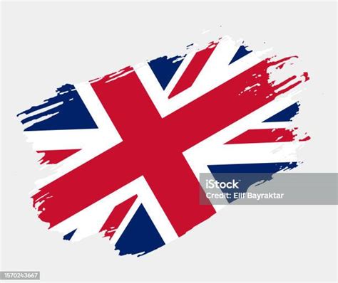 흰색 배경에 격리된 영국의 예술적 그런지 브러시 깃발 국가 국기의 우아한 질감 0명에 대한 스톡 벡터 아트 및 기타 이미지 0명 개념 개념과 주제 Istock