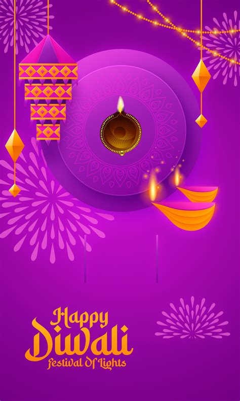 Diwali Diya Rangoli Portrait Poster Design Vector Image Happy Diwali Wishes Images Happy