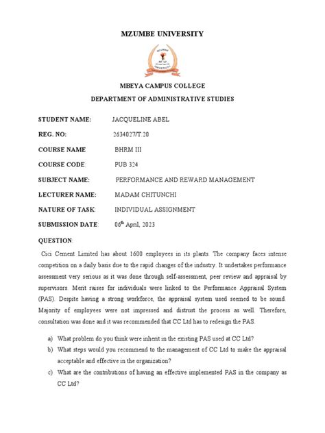 Pm Assignment New Download Free Pdf Performance Appraisal Employment