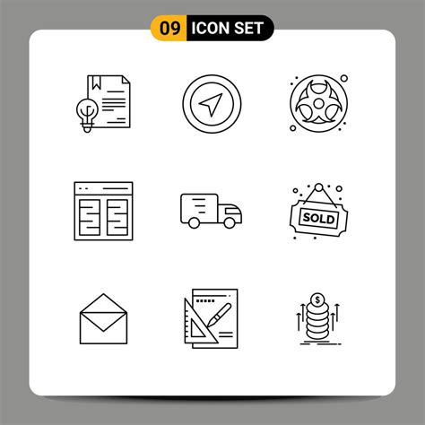 Set Of 9 Modern Ui Icons Symbols Signs For User Content Pin