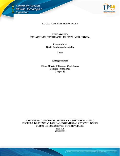 Ecuaciones Diferenciales De Primer Orden Ecuaciones Diferenciales