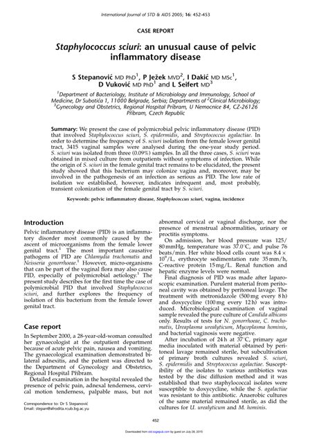 Pdf Staphylococcus Sciuri An Unusual Cause Of Pelvic Inflammatory