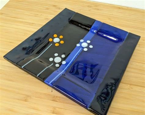 Midnight Fused Glass Plate Etsy Fused Glass Plates Fused Glass Plates Bowls Glass Plates
