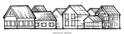 2 Landscape Black Felt Tip Pen Building Construction Drawing Images