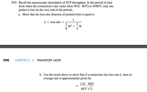 Solved P45 Recall The Macroscopic Description Of Tcp