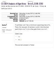Self Quiz Unit 3f100 Pdf 7 15 2019 Self Quiz Unit 3 CS 3304 Analysis Of Algorithms Term 5