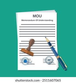 Mou Memorandum Understanding Legal Document Agreement Stock Vector