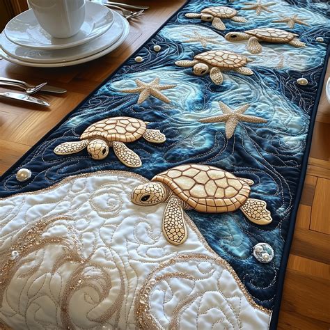 Magical Sea Turtle Quilted Table Runner Gftotl2549 Quiltara