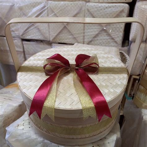 Jual Rantang Bambu Hampers 1 Susun Ukuran 202530 Cm Pakai Pita