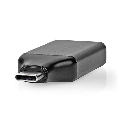 USB Adapter USB 3 2 Gen 1 USB C Male DisplayPort Female Nickel Plated Black Grey