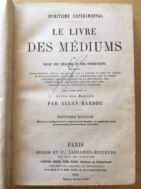 Allan Kardec Le Livre des Médiums 1864 Catawiki