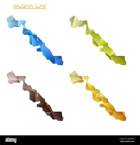 Set Of Vector Polygonal Maps Of Musha Cay Bright Gradient Map Of