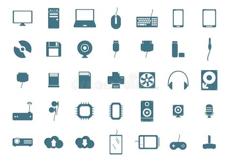 Set Of Computer Parts Vector Illustration Decorative Design Stock Vector Illustration Of