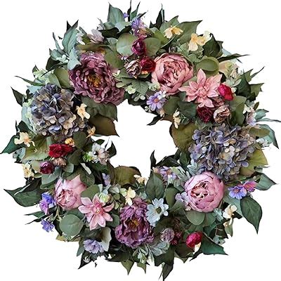 WANNA CUL 24 Inch Spring Hydrangea Wreaths For Front Door Spring Door