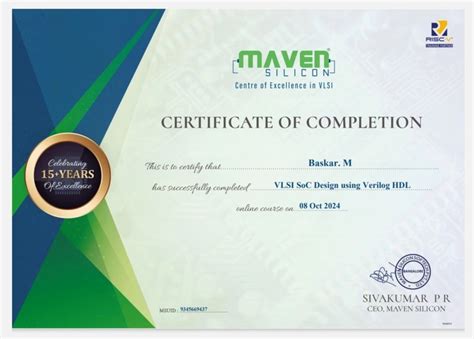 Baskar M On Linkedin I Completed The Course Vlsi Soc Design Using Verilog Hdl Its Offered By