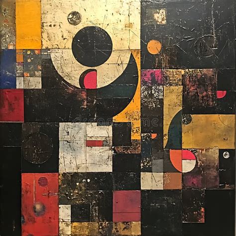 Abstract Geometric Artwork Featuring Bold Colors And Dynamic Shapes On A Textured Canvas For