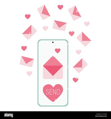 Vector Illustration Smartphone With Love Envelope And Hearts Sending
