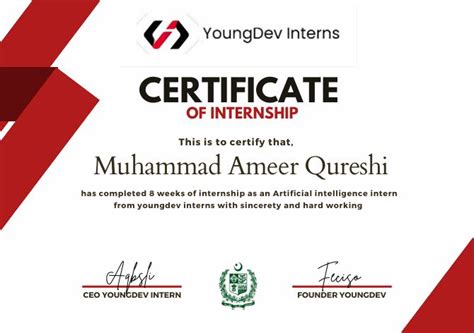 Completed Ai Internship At Youngdev Intern Ameer Qureshi Posted On