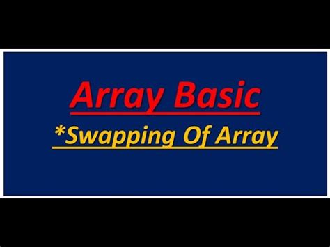 Swapping Of Two Arrays Malayalam FUMIGATION YouTube