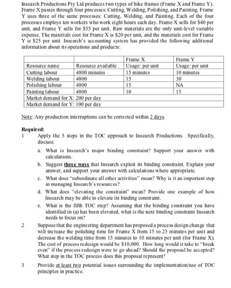 Solved Insearch Productions Pty Ltd Produces Two Types Of