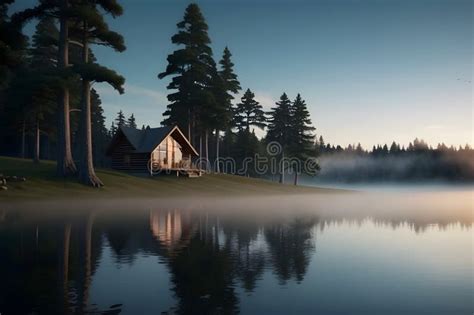 serene nature escape a peaceful hyper realistic scene of a cabin in the woods surrounded by