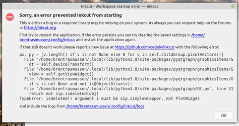 Sorry An Error Prevented Inkcut From Starting Issue Inkcut Inkcut GitHub