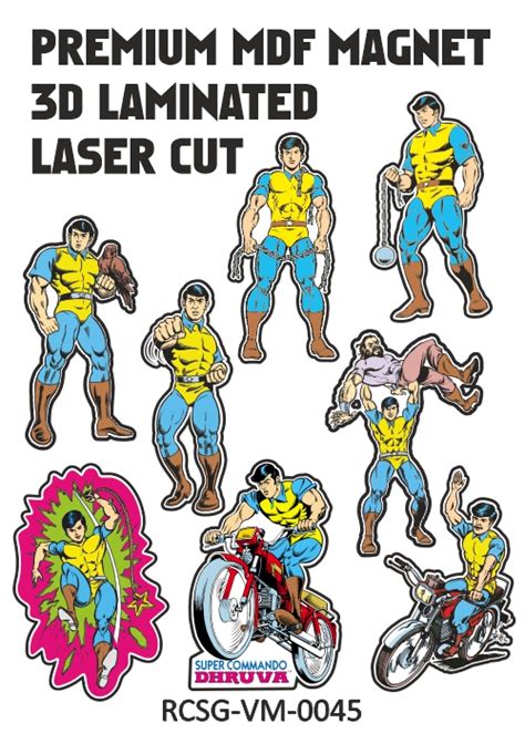 Super Commando Dhruva Premium Mdf Magnet Collection Set 1 Raj Comics By Sanjay Gupta