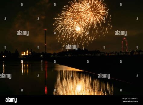 Beautiful Fireworks Celebration In Japan Summer Season Night Festival