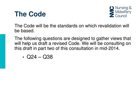 Ppt Nmc Revalidation And Code Review Employer Briefing Powerpoint Presentation Id 1874414