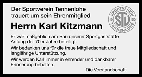 Traueranzeigen Von Karl Kitzmann Trauernnde