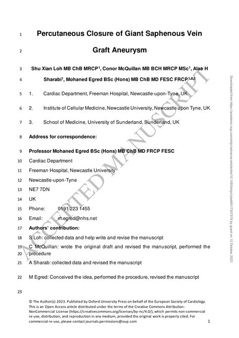 Pdf Percutaneous Closure Of Giant Saphenous Vein Graft Aneurysm