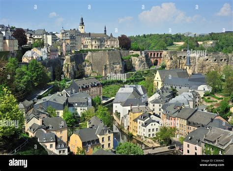 View Over The Grund Quarter At Luxembourg Grand Duchy Of Luxembourg