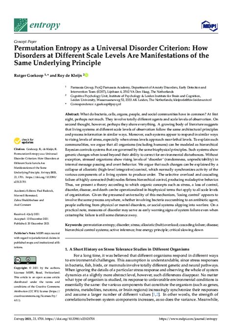 Pdf Permutation Entropy As A Universal Disorder Criterion How