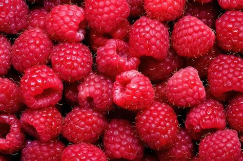 Premium Ai Image Seamless Background Of Many Beautiful And Shiny Raspberry Top View