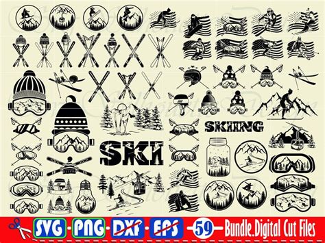 Skiing Svg Mega Bundle1 Ski Png Ski Helmet Svg Ski Goggles Svg