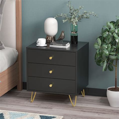 Black Modern Nightstands Set Of 2 At Benjamin Downie Blog