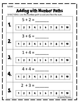 Addition With Number Paths Freebie By Learning MILEStones TPT