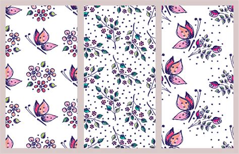 나비 꽃 잎 완벽 한 꽃 패턴의 벡터 설정 장식 요소 손으로 그려진된 등고선 및 스트로크 낙서 스케치 스타일 그래픽 벡터 그림 그리기 귀여운에 대한 스톡 벡터 아트 및 기타