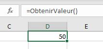 Fonction VBA Appel Valeur de Retour et Paramètres Automate Excel