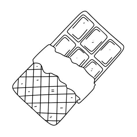 손으로 그린 낙서 스타일의 초콜릿 바 화이트 색칠 페이지에 고립 된 벡터 일러스트 레이 션 프리미엄 벡터