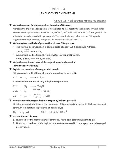 Unit 3 P Block Elements Ii 2021 Pdf