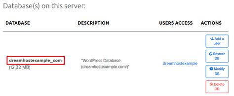 Finding Your Database Login Credentials DreamHost Knowledge Base