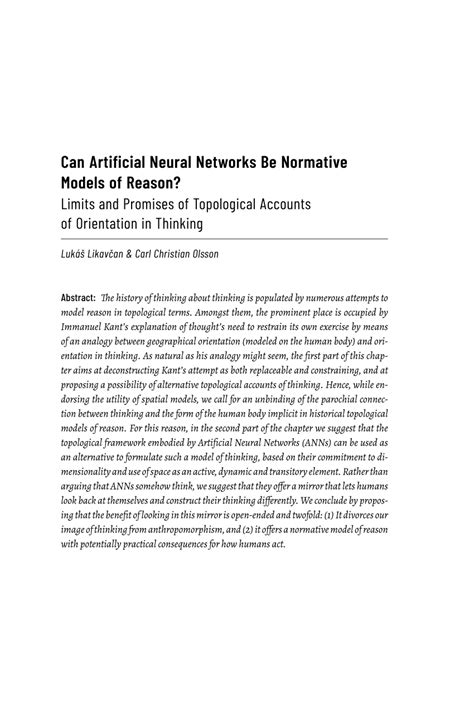 Pdf Can Artificial Neural Networks Be Normative Models Of Reason