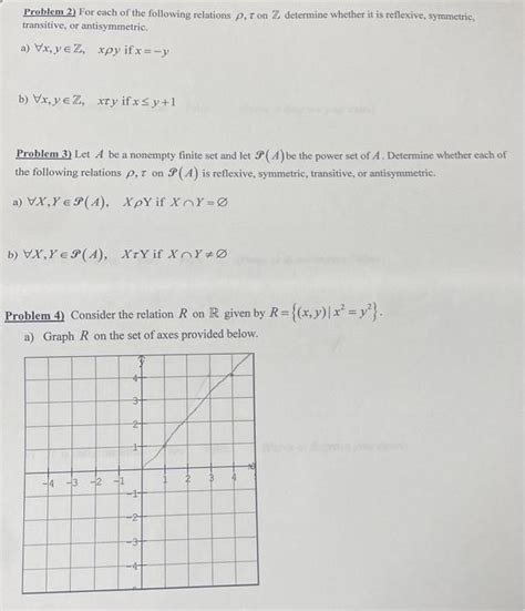 Solved Problem 2 For Each Of The Following Relations ρ τ On