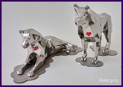 Нержавеющие полигональные фигуры «Семья волков Ilum Pro