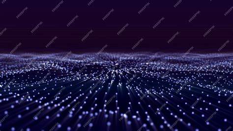 Premium Photo Wave Particles Background Abstract Blue Dots Waveform Polygonal Threedimensional