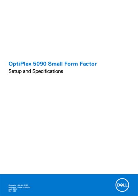 Dell Optiplex 5090 Small Form Factor Setup And Specifications User Manual