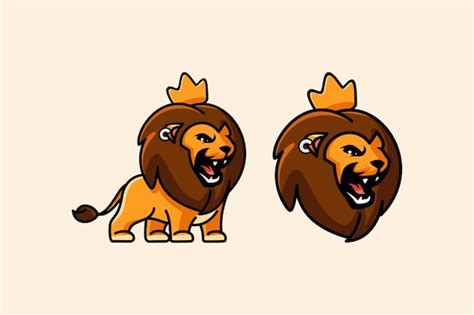 Lion Cute Roar 프리미엄 벡터