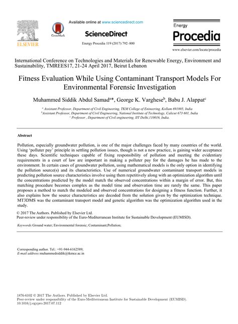 pdf fitness evaluation while using contaminant transport models for