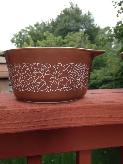 Vintage Pyrex Woodand Casserole Dish Brown Pyrex Bakeware 1 Etsy